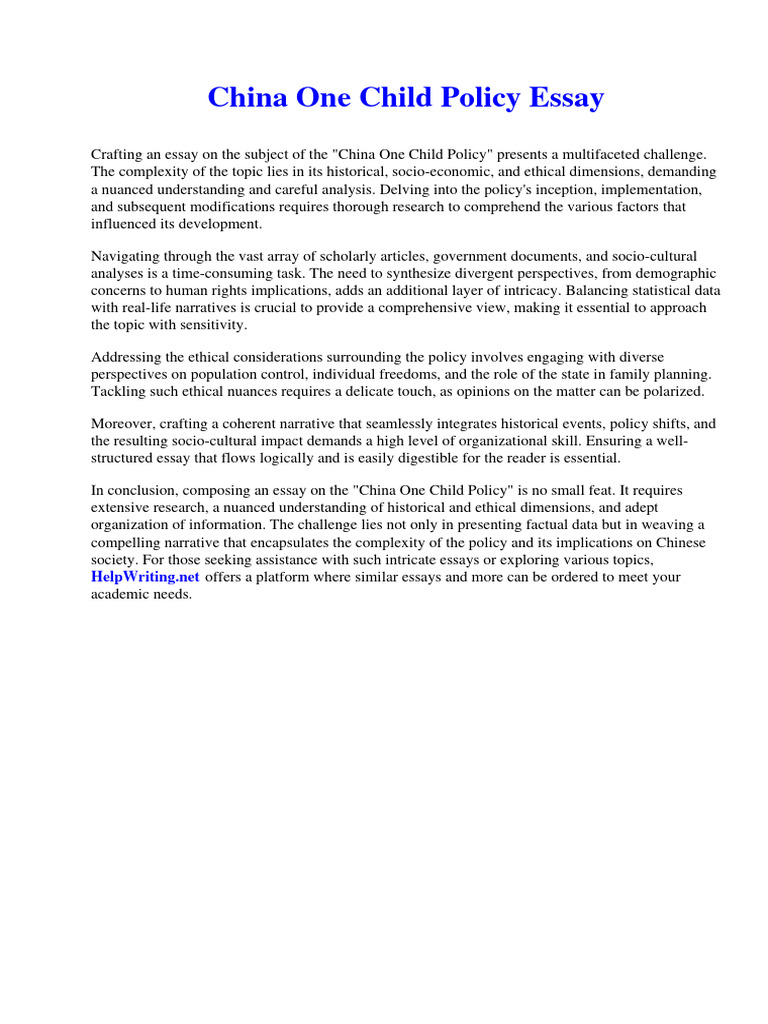 China One Child Policy Essay | PDF | Childbirth | Crochet