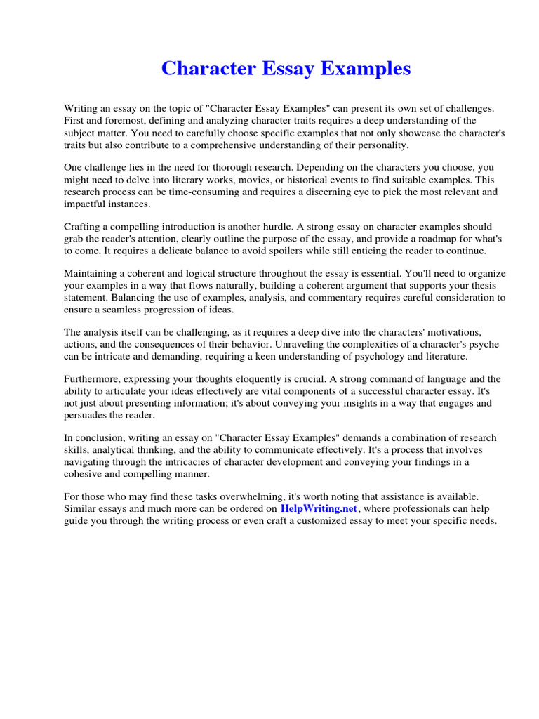 Character Essay Examples | PDF