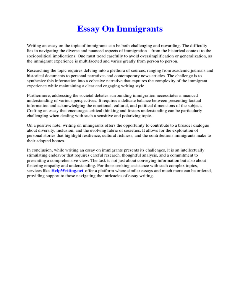 Essay On Immigrants | Download Free PDF | Angola | Essays