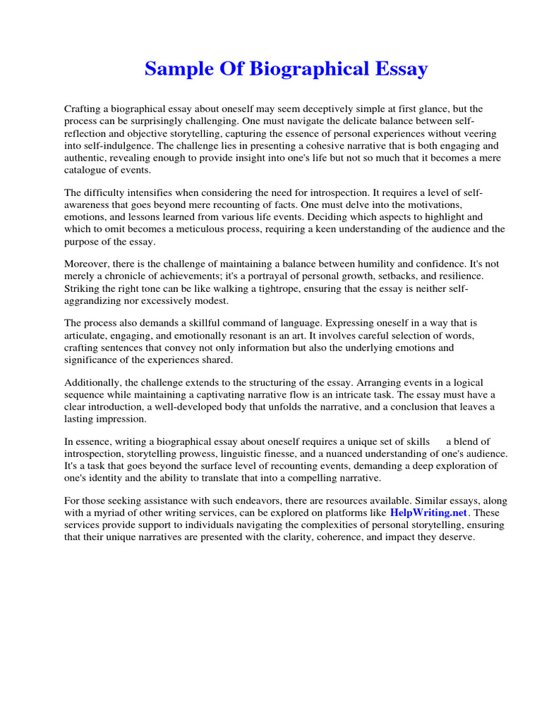 Sample of Biographical Essay | PDF | Blood Pressure | Vasodilation