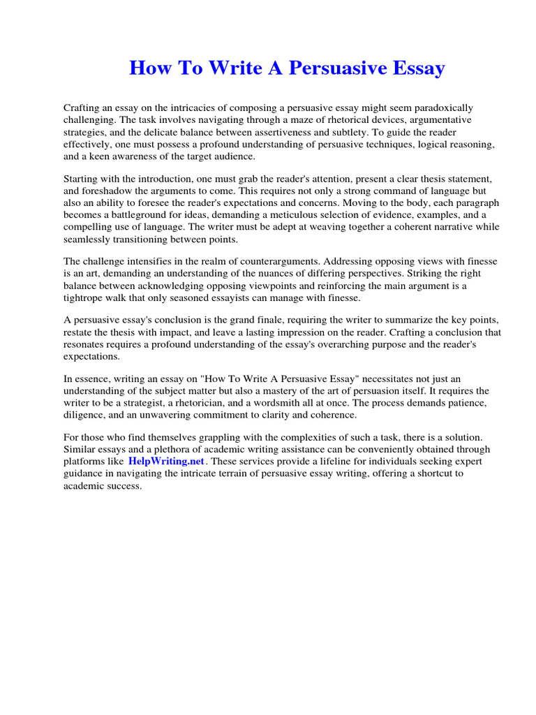 How To Write A Persuasive Essay | PDF | Essays | Price Of Oil