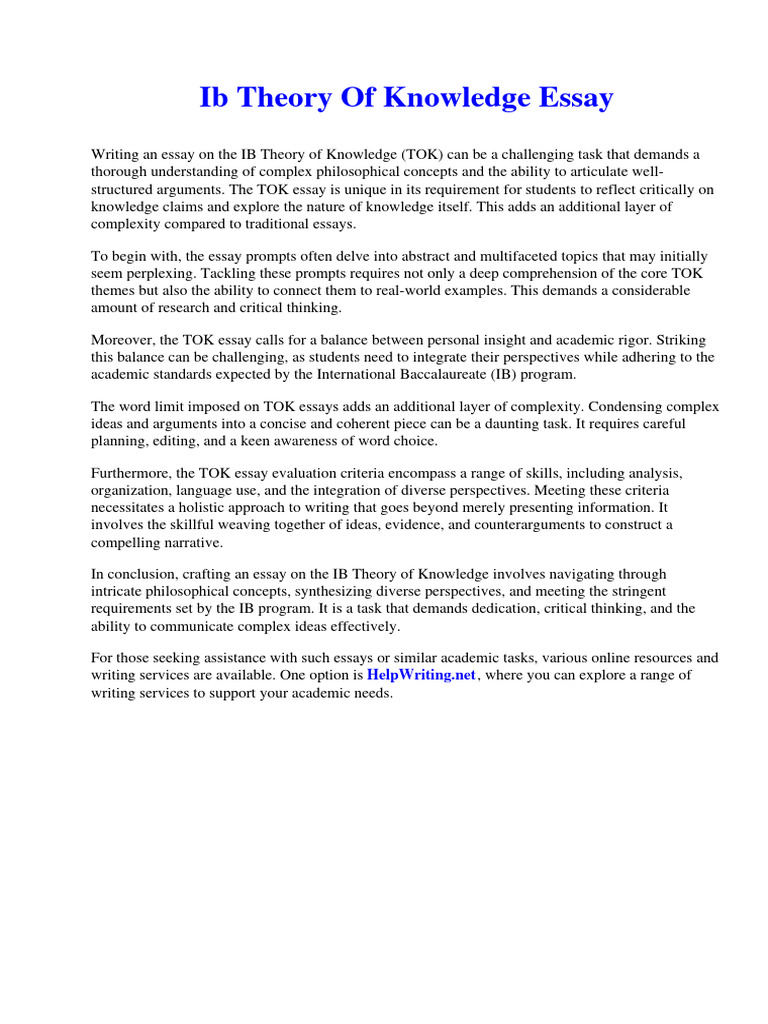 Ib Theory of Knowledge Essay | PDF | Cognitive Science | Communication