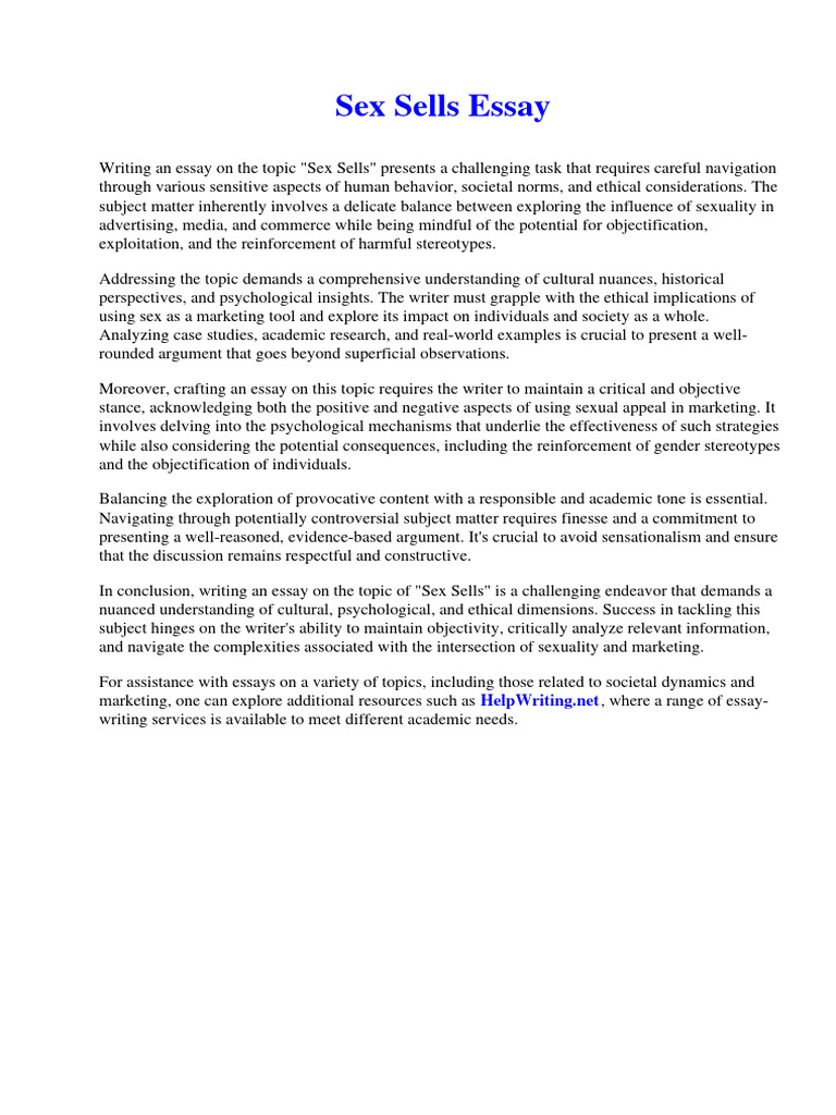 Sex Sells Essay Pdf
