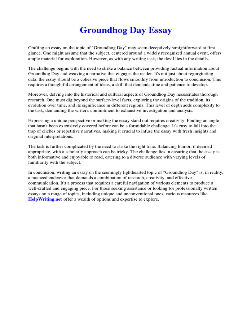 Groundhog Day Essay | PDF | Social Science | Foreign Language Studies