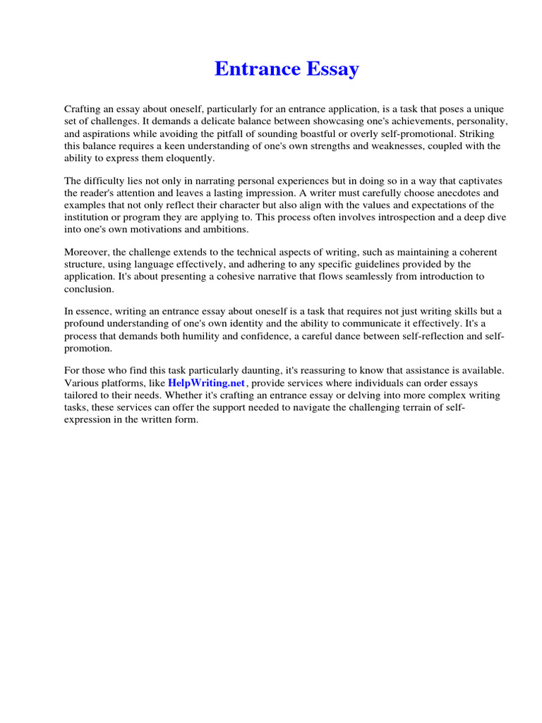 Entrance Essay | PDF