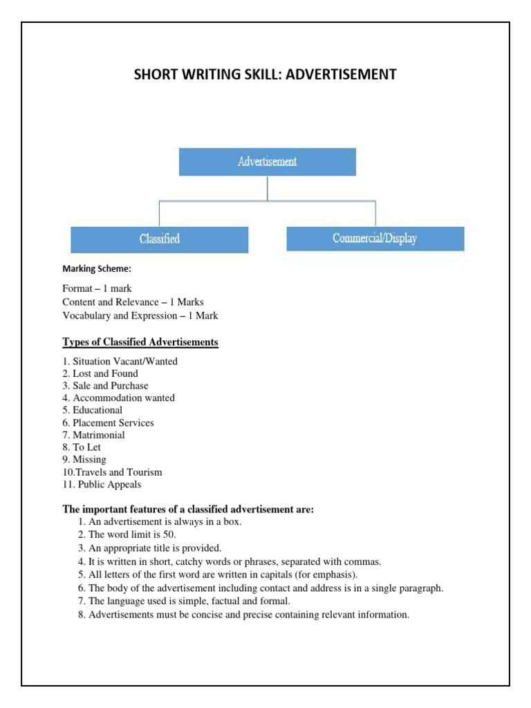 Advertisement Writing Guide for Students | PDF | Advertising | Renting