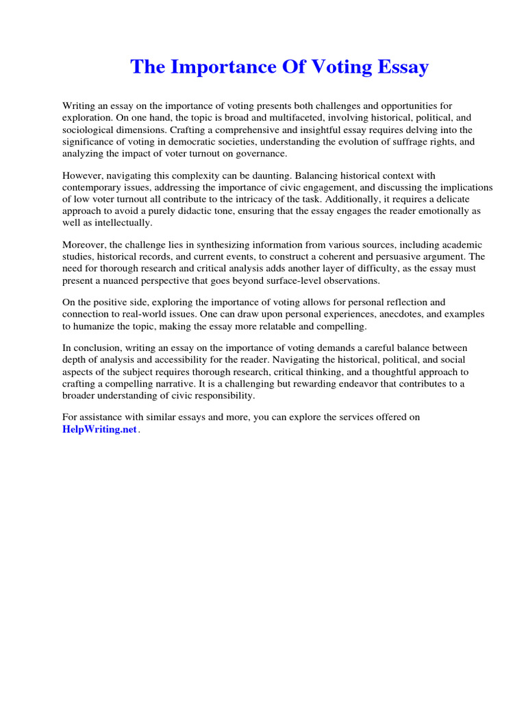 The Importance of Voting Essay | PDF | Act Of Parliament | Parliament