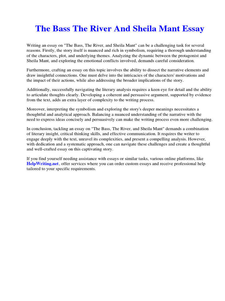 The Bass The River and Sheila Mant Essay | PDF | Teachers | Essays
