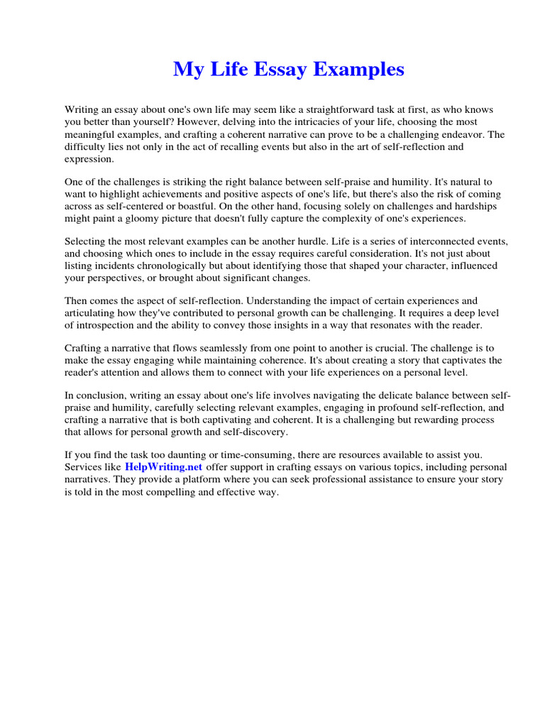 My Life Essay Examples | Download Free PDF | Common Sense | Police