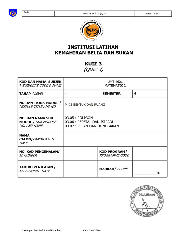 Kuiz 3 Umt 4621 Update | PDF