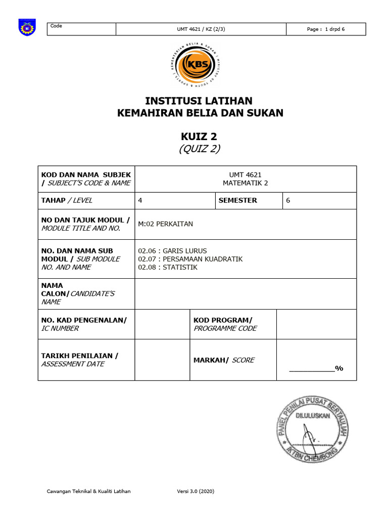 Kuiz 2 Umt 4621 Update | PDF