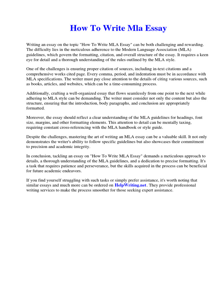 How To Write Mla Essay | PDF | You Tube | Essays