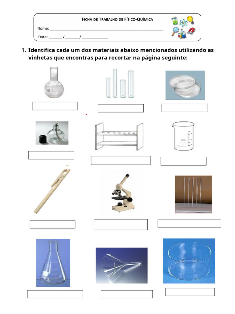 Ficha Adaptada de FQ 1 Materiais de Quìmica 7 Ano | PDF