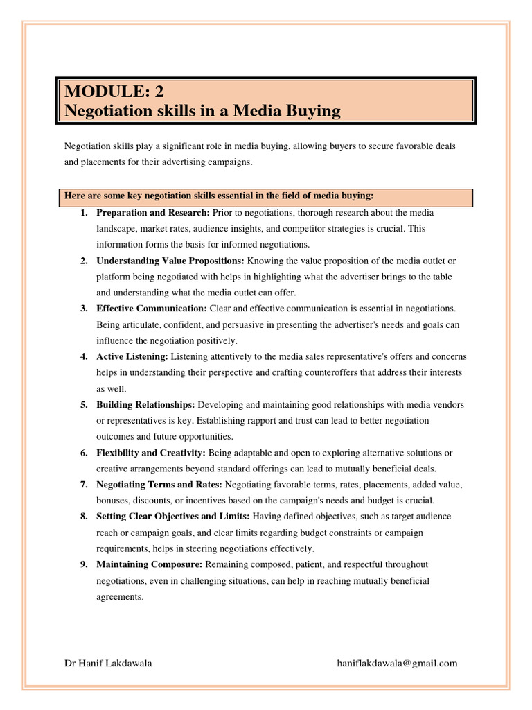 Media Planning Notes Module 2 | PDF | Negotiation | Persuasion