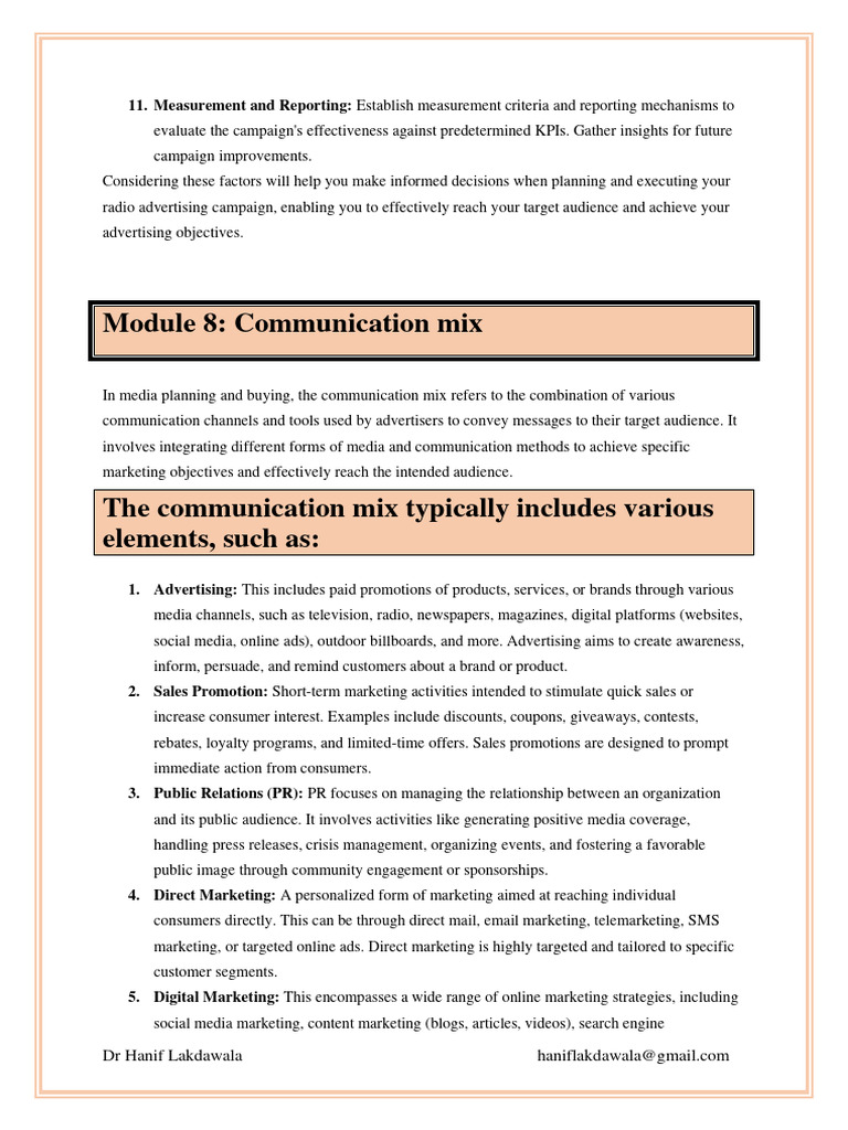 Media Planning Notes Module 8 | PDF