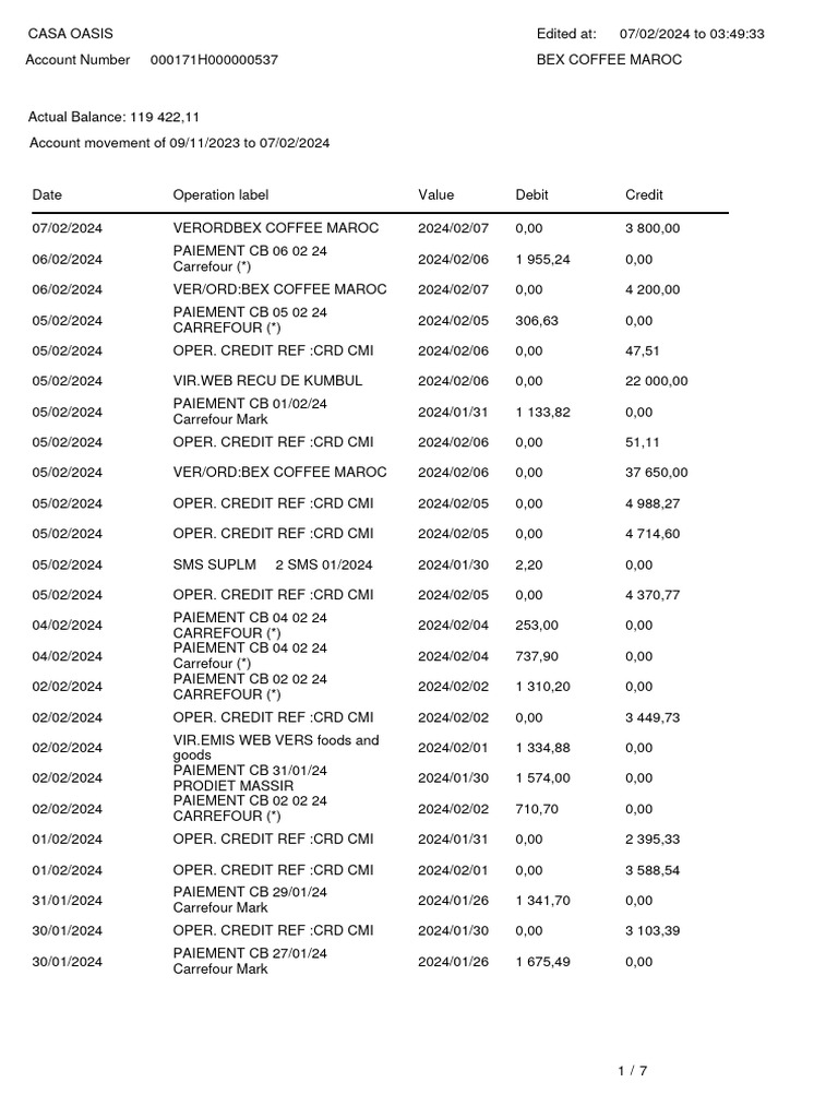 Transactions Statement Pdf Financial Services Service Industries
