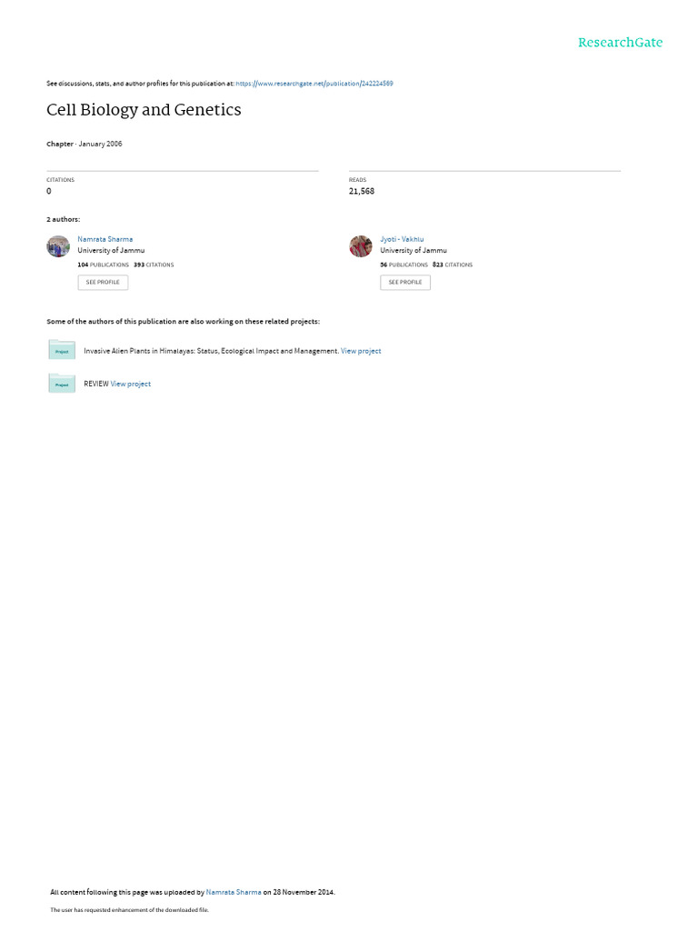 Cell Biology and Genetics | Download Free PDF | Endoplasmic Reticulum ...