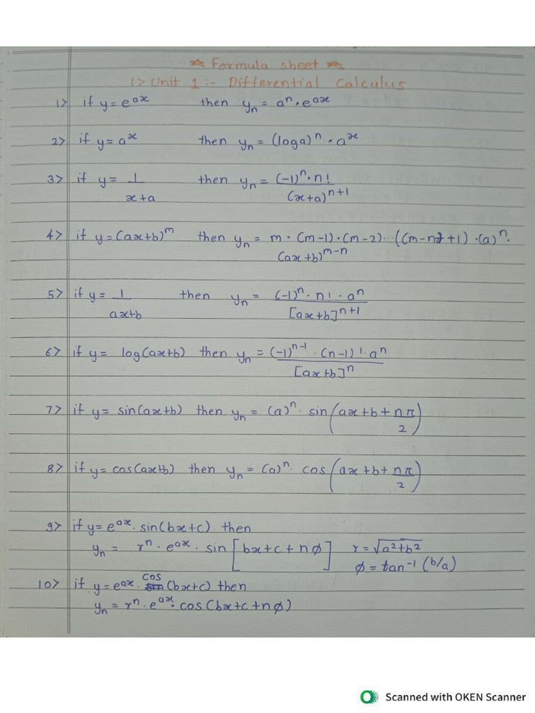 Important Notes and Formula List Vrushank | PDF
