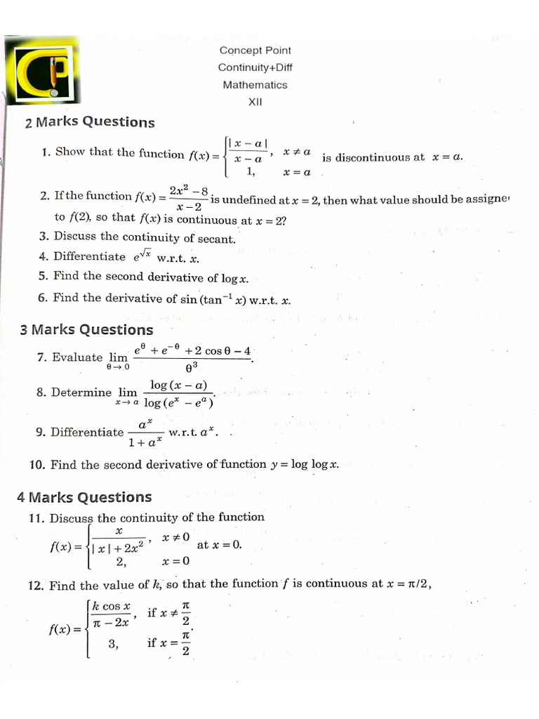 Con+Diff Sheet 1 | PDF