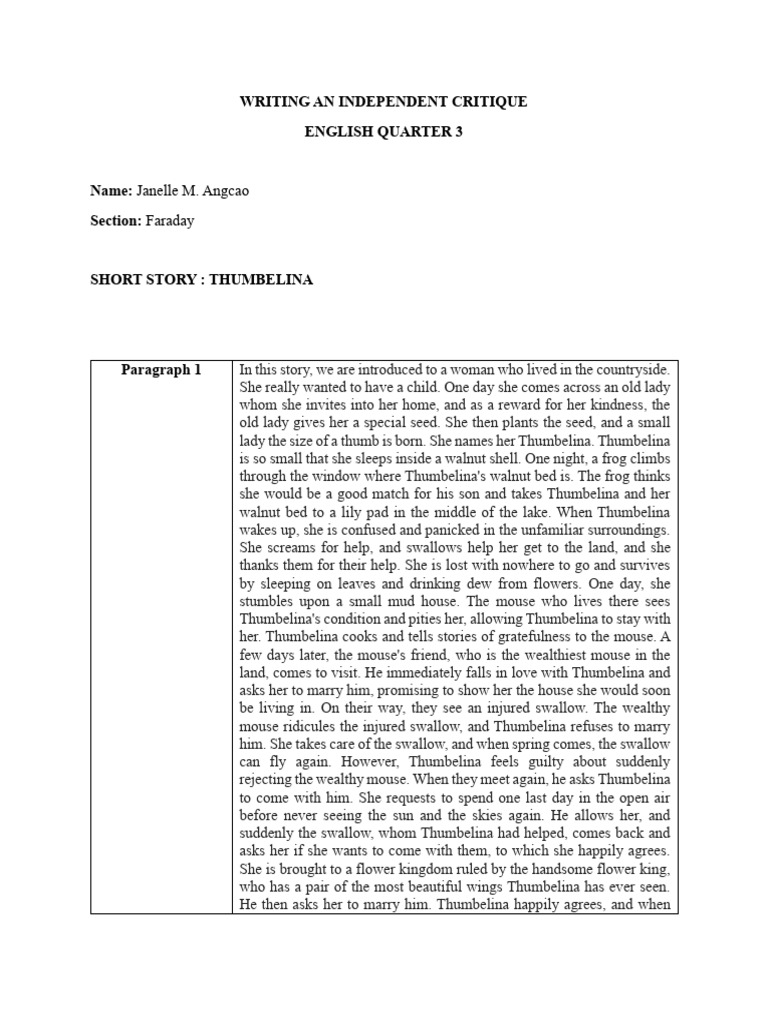 Writing An Independent Critique | PDF