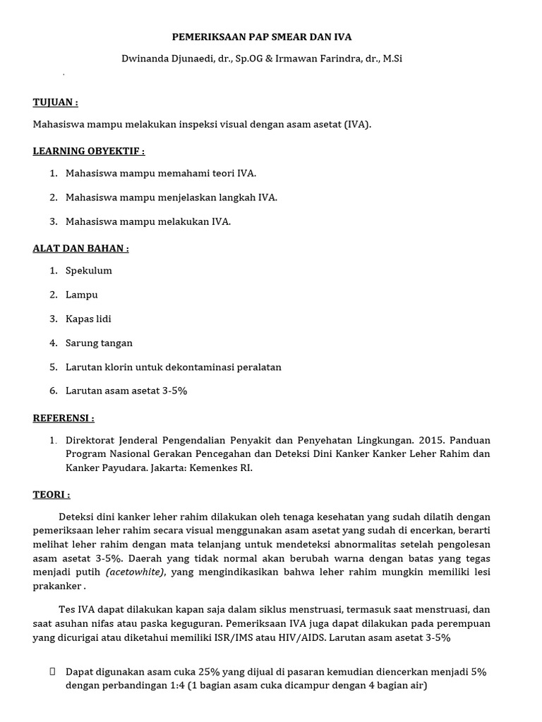 Pemeriksaan Pap Smear Dan Iva | PDF