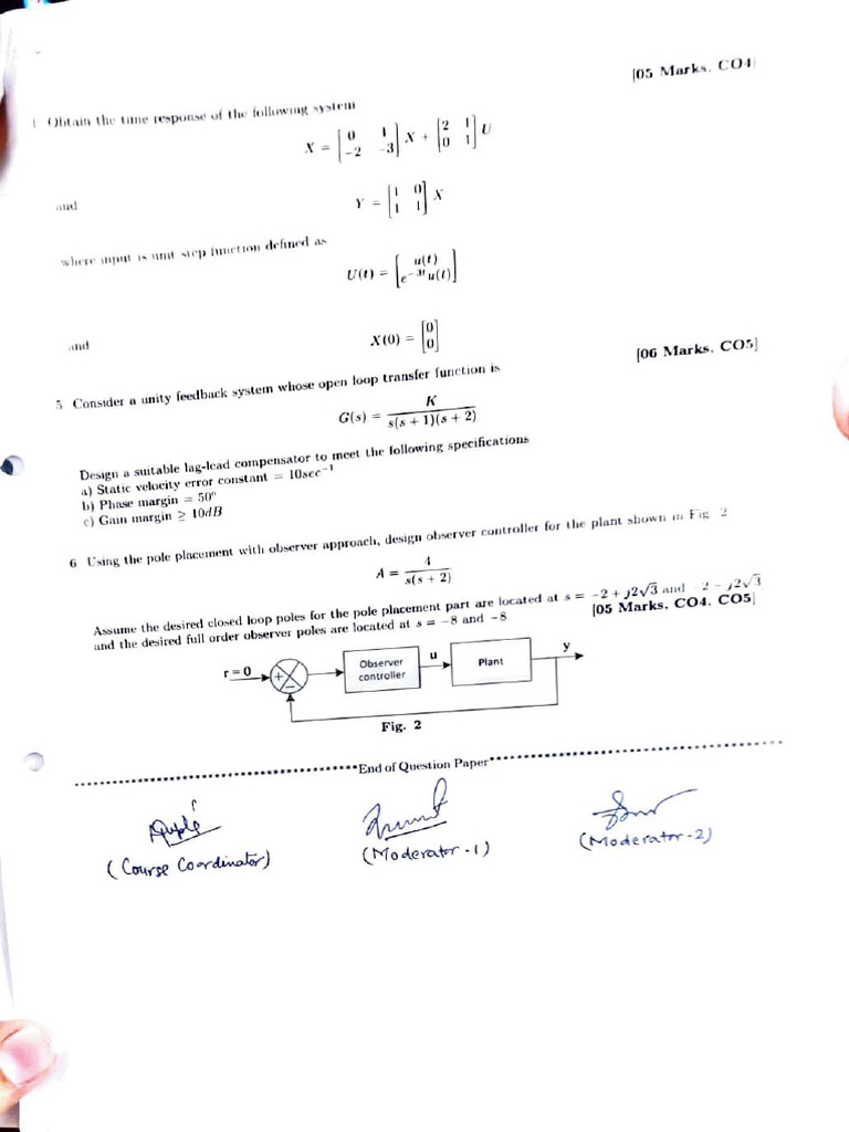 Control System Previous Year Solution | PDF