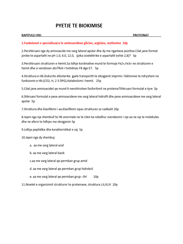 Pyetje Te Biokimise | PDF