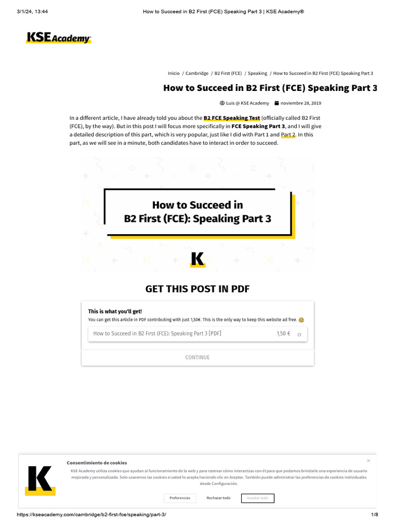 How To Succeed in B2 First (FCE) Speaking Part 3 - KSE Academy® | PDF ...