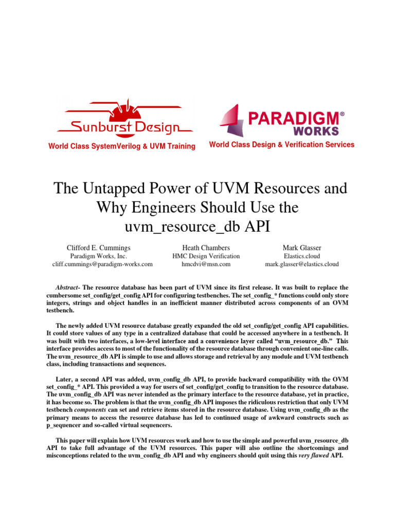 CummingsDVCon2023 Uvm Resource Db API | PDF | Programming | Constructor ... CummingsDVCon2023 Uvm Resource Db API | PDF | Programming | Constructor ...