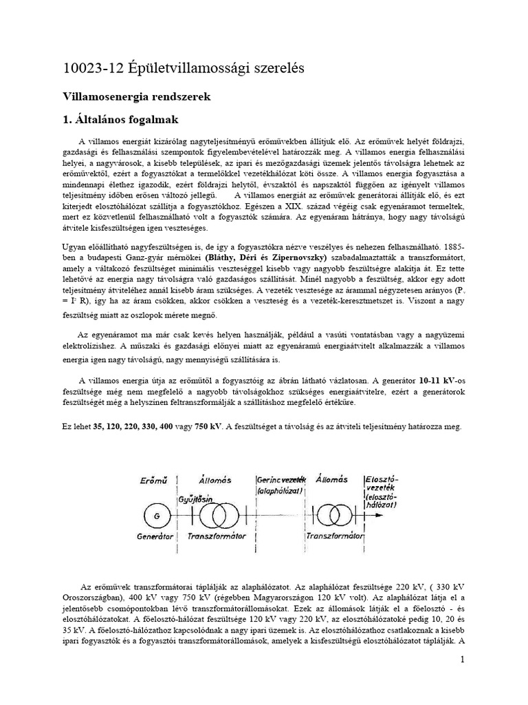 Épületvillamossági Szerelés Jegyzet | PDF