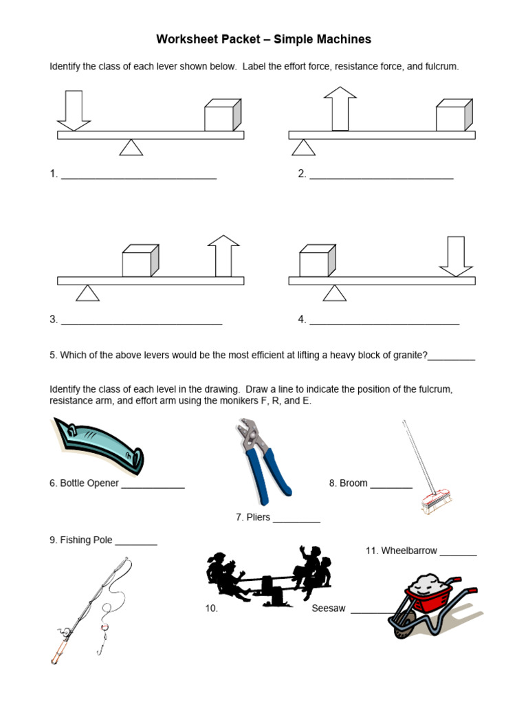 Simple Machines Worksheet Packet | PDF | Mechanics | Machines