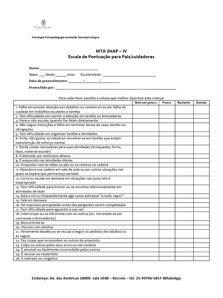 Snap-Iv Tdah | PDF | Autoajuda
