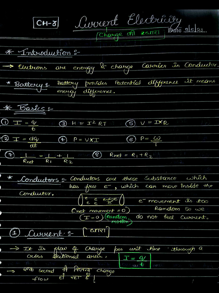 Current Electricity Notes | PDF
