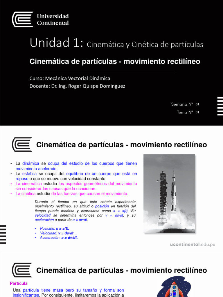 Unidad 01 - 1 - Cinemática de Partículas - Movimiento Rectilíneo | PDF