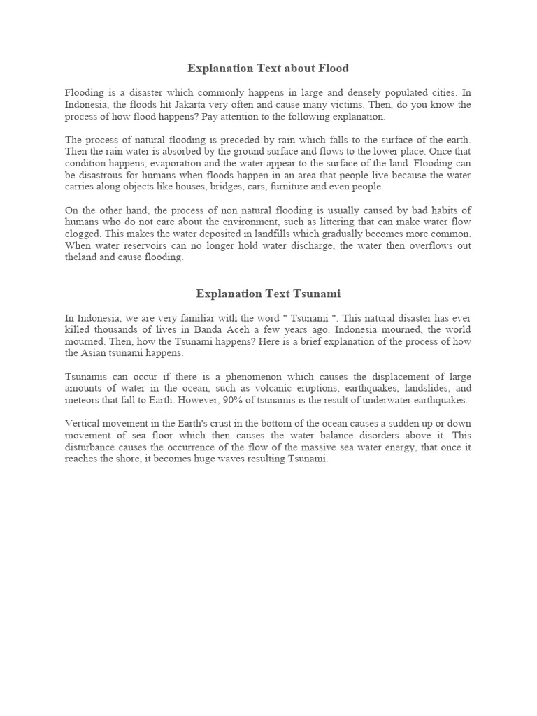 Explanation Text (Homework) | PDF | Tsunami | Atmosphere Of Earth
