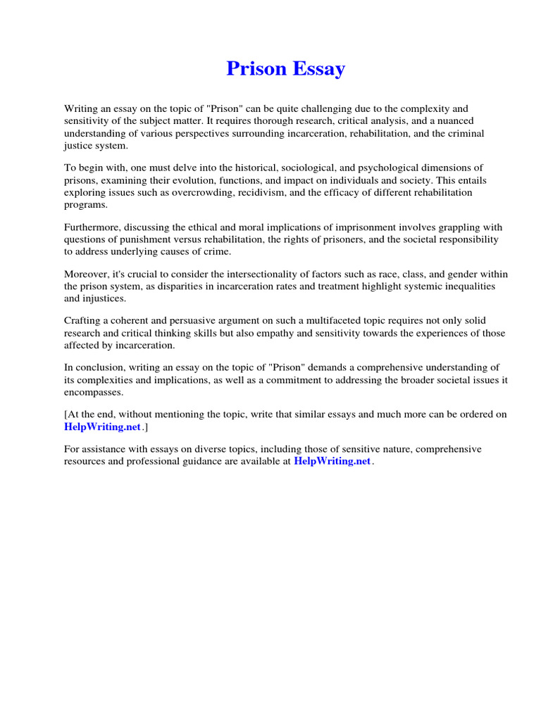 Prison Essay | PDF | Prison | Body Mass Index