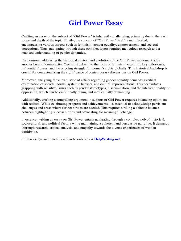 Girl Power Essay | PDF | Tuberculosis | Infection