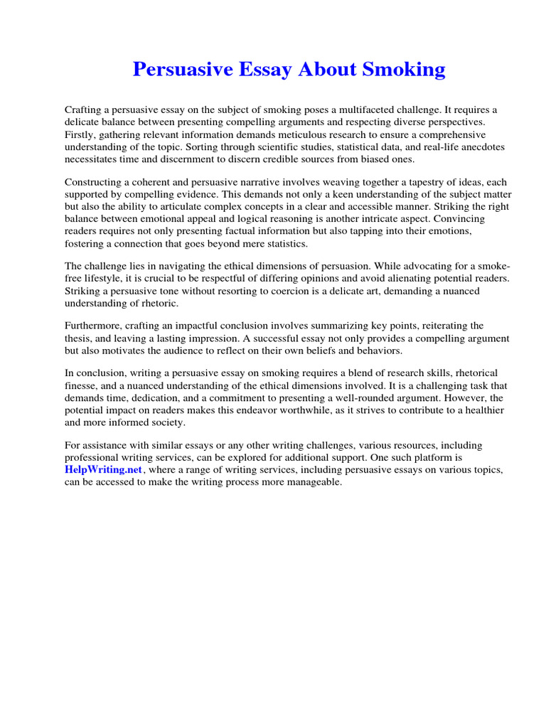 Persuasive Essay About Smoking | PDF | Essays | United States ...