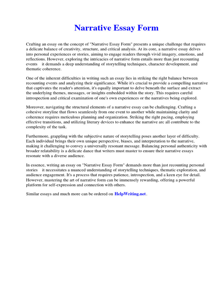 Narrative Essay Form | PDF