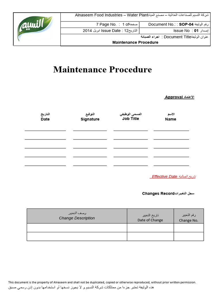 Maintenance Procedure | PDF