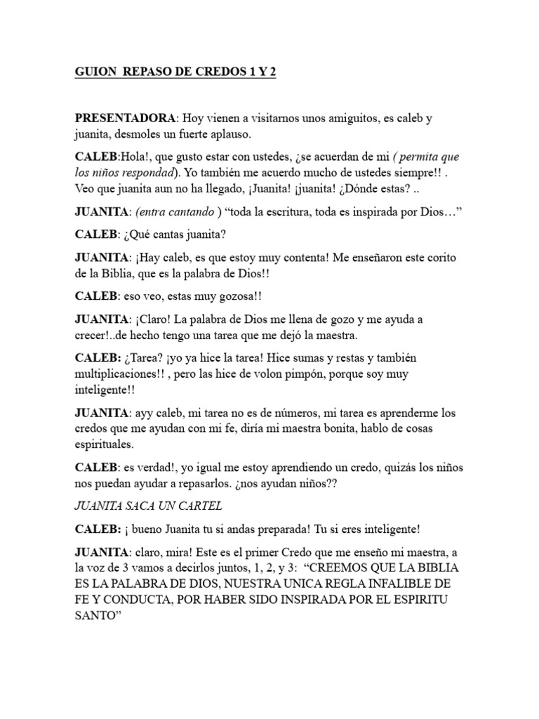 Guion Repaso de Credos 1 y 2 | PDF | Teología | Creencia religiosa y ...