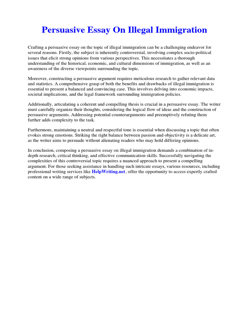 Persuasive Essay On Illegal Immigration | PDF | Essays | Gospel Of Matthew