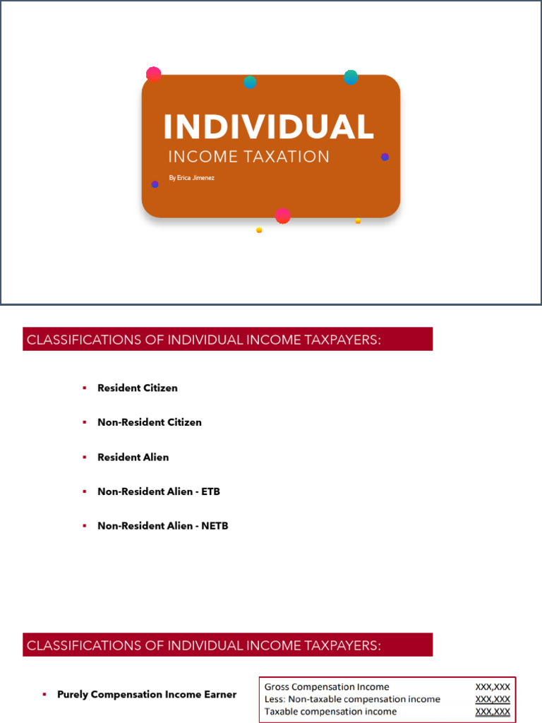 Individual Income Taxpayer Classifications | PDF
