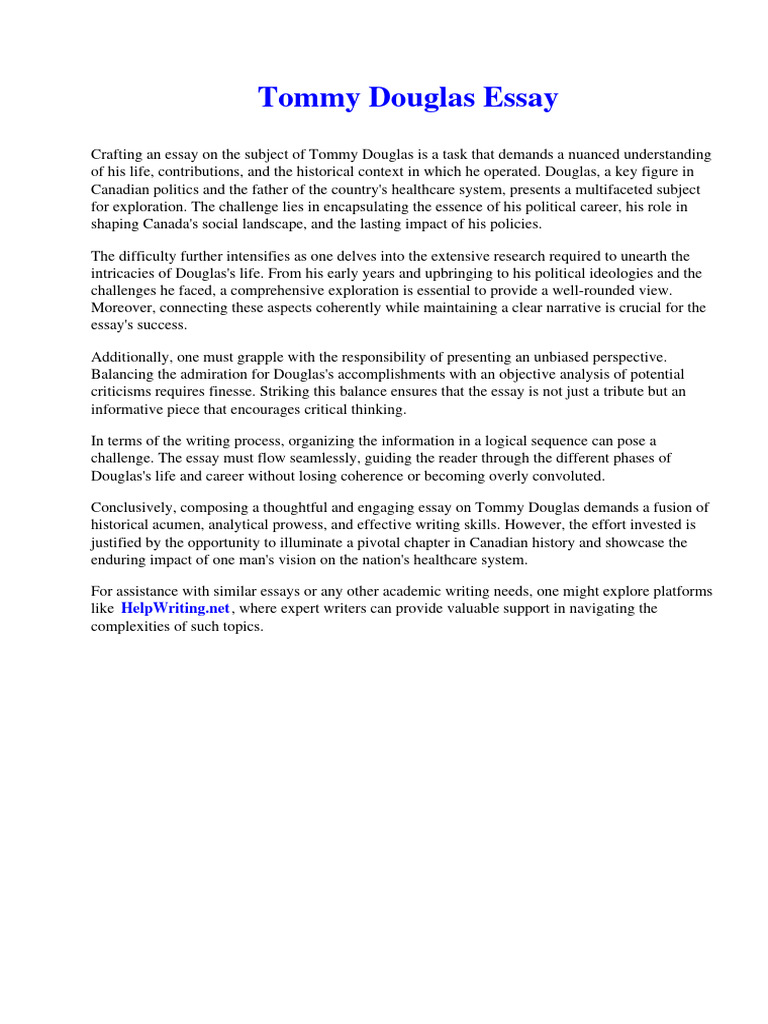 Tommy Douglas Essay | PDF