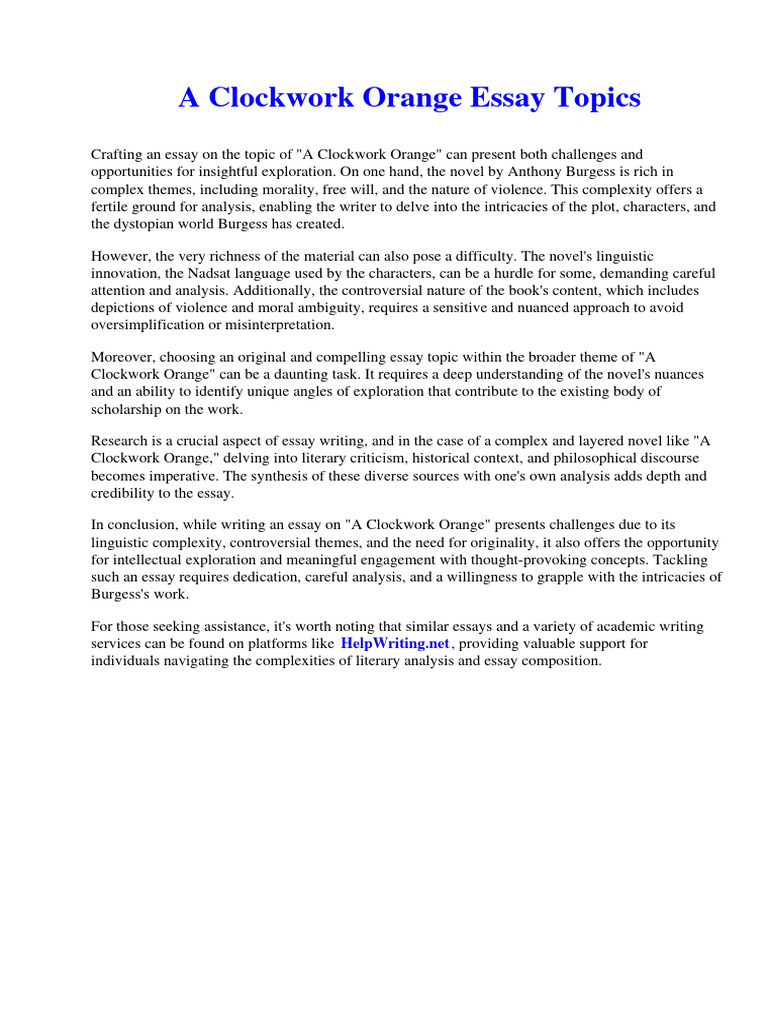 Exploring Themes in A Clockwork Orange | PDF | Sexism | Essays