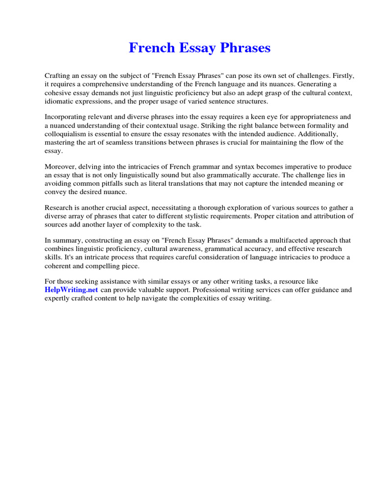 French Essay Phrases | PDF