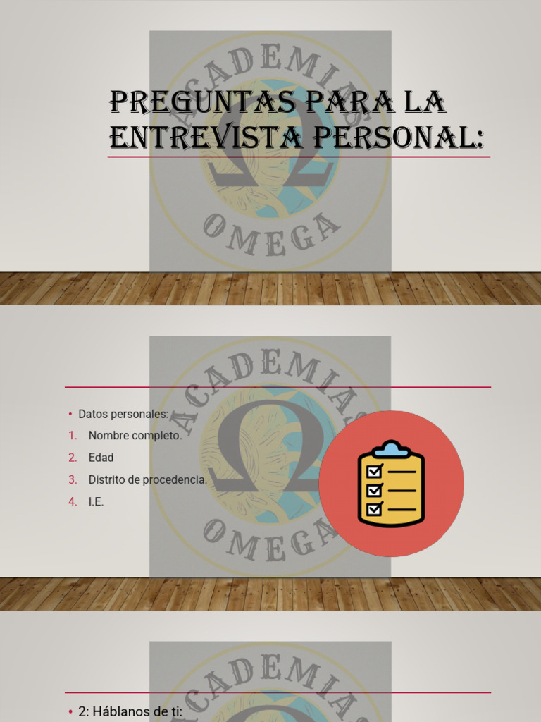Preguntas para La Entrevista Personal Coar | PDF