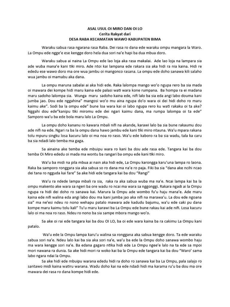 Asal Usul Oi Miro Dan Oi Lo | PDF