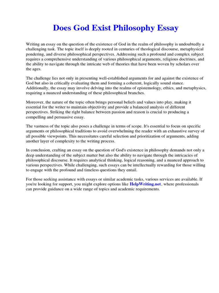 Does God Exist Philosophy Essay | PDF | Blood Plasma | Metaphysics
