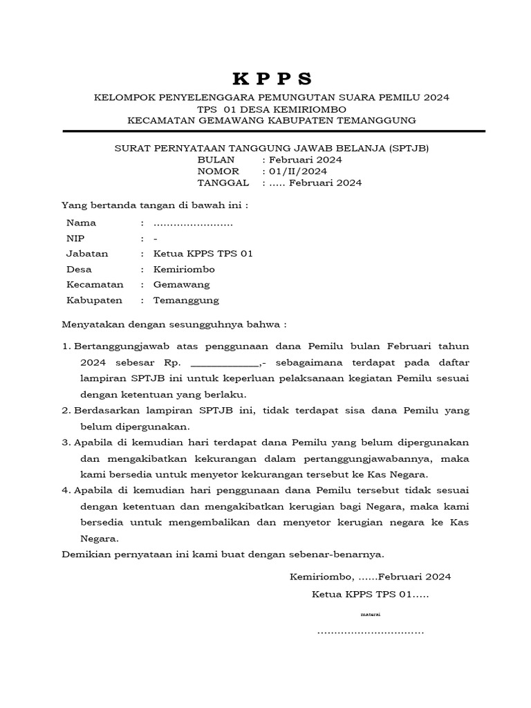 Contoh Kop KPPS | PDF